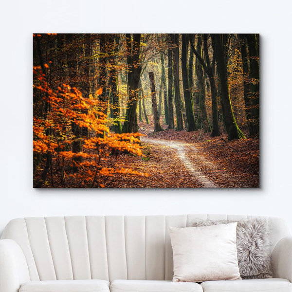 IDEA4WALL Autumn Fall Forest Tree Nature Landscape Pictures Large Framed Canvas Print Wall Art ...